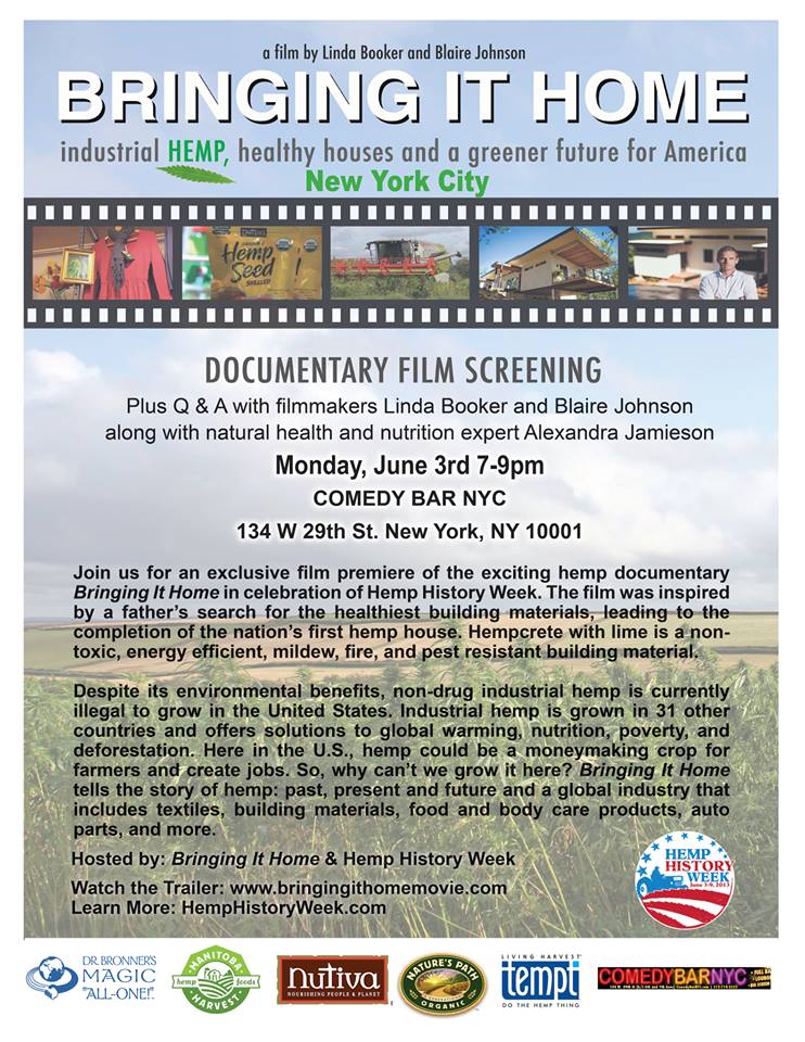Bringing It Home, a Hemp Documentary, is Premiering at the Comedy Bar ...